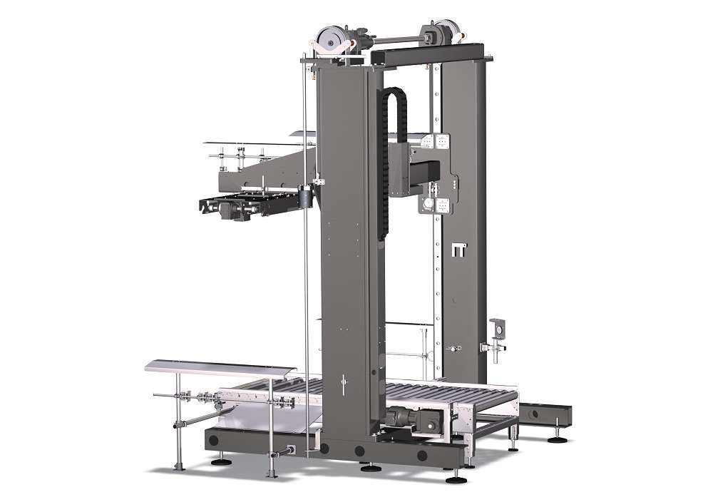 Highly versatile stacking/destacking of pallet blocks with separator ...